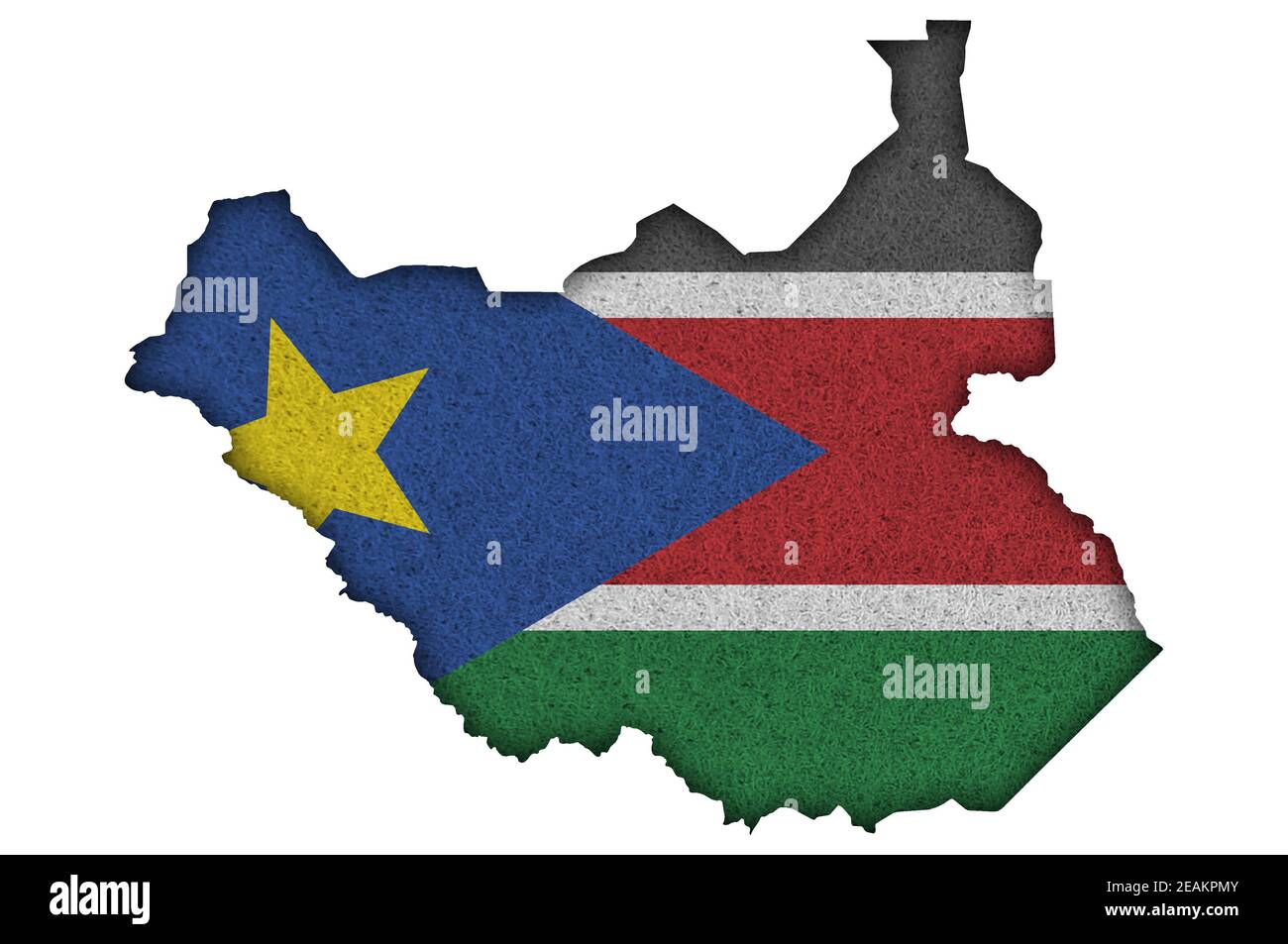 Map and flag of South Sudan on felt Stock Photo - Alamy