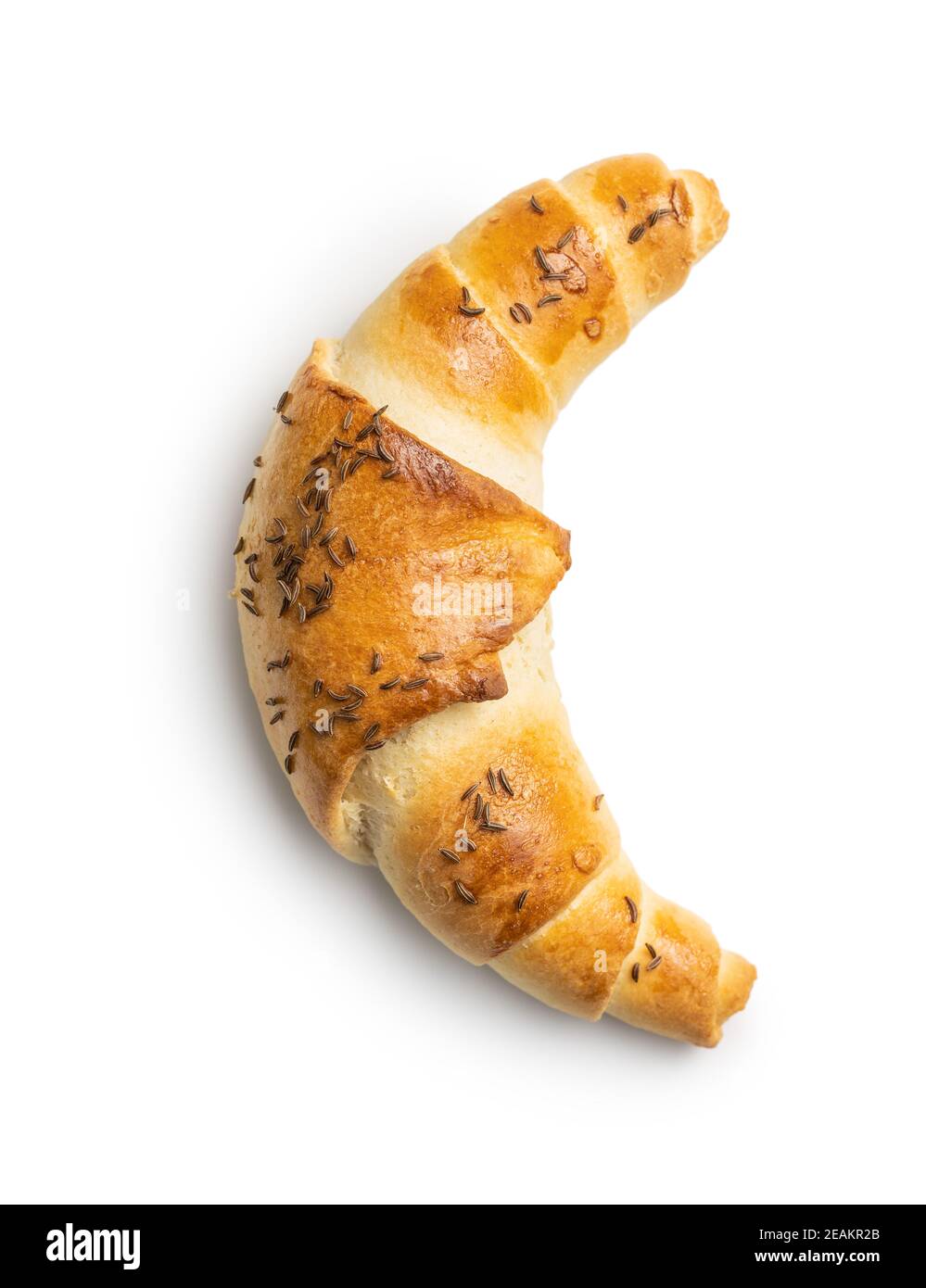 Salted croissant bun roll with cumin seeds. Homemade pastry Stock Photo ...