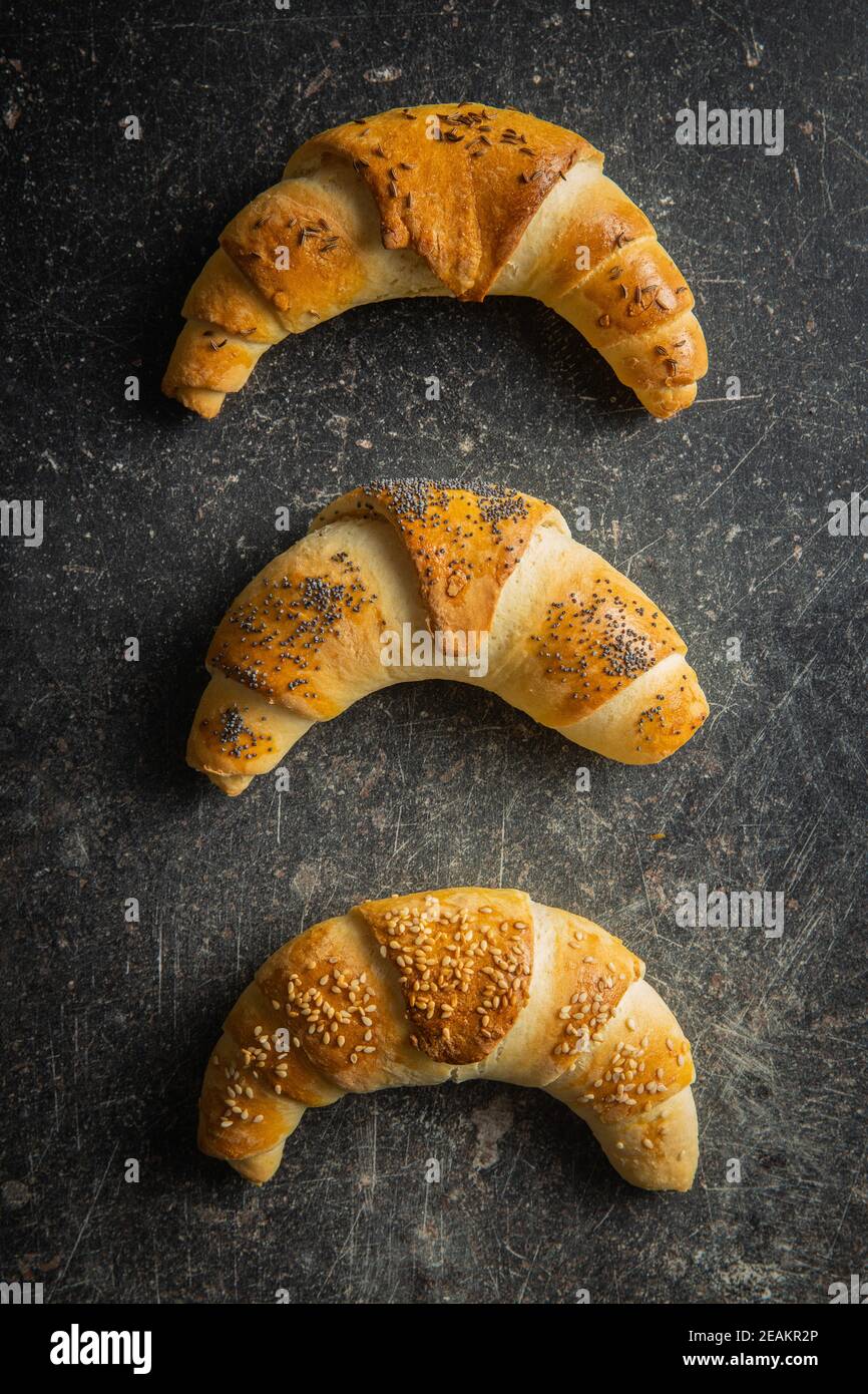 Salted croissant bun roll. Homemade pastry Stock Photo - Alamy