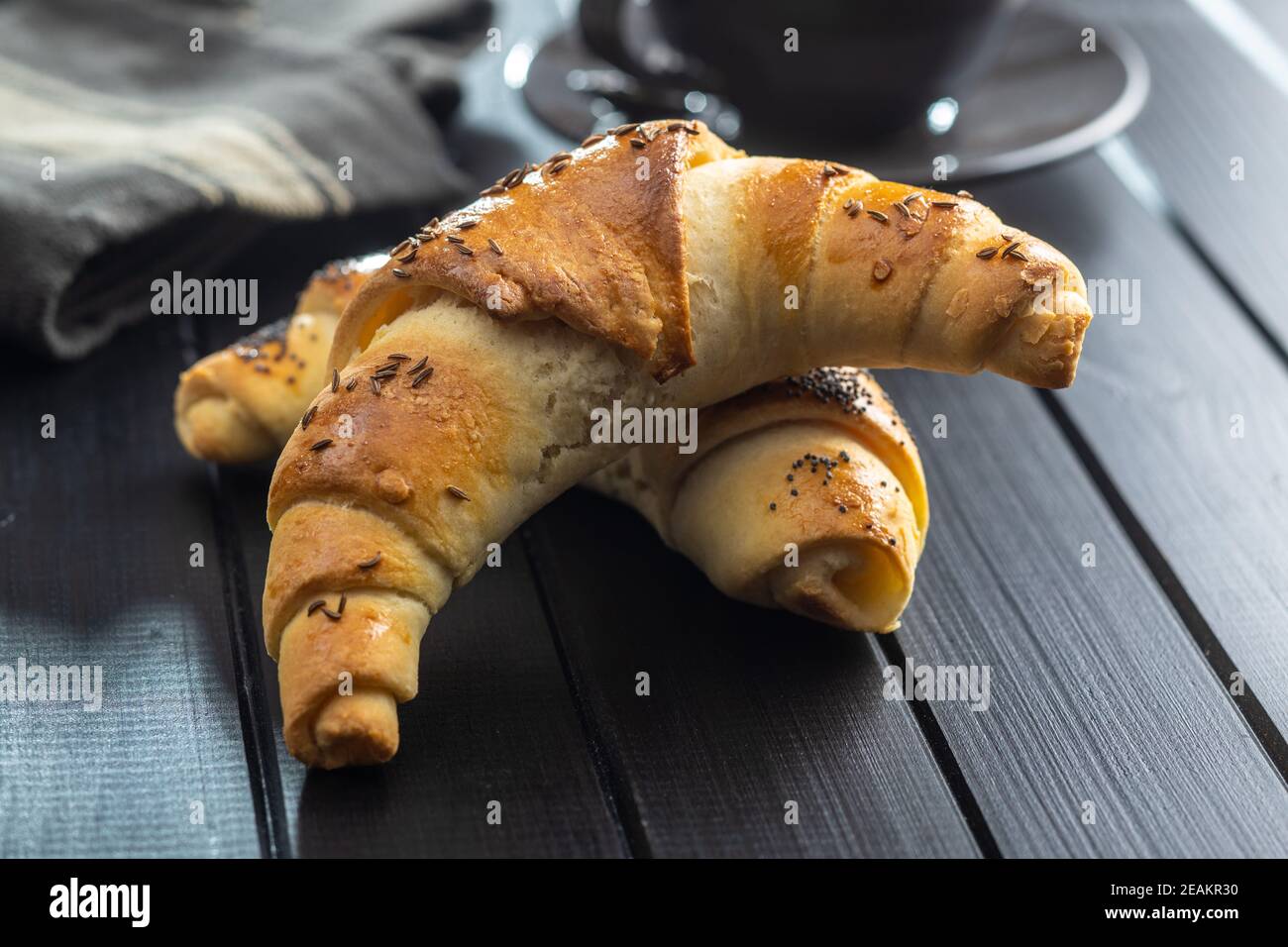 Salted croissant bun roll. Homemade pastry Stock Photo - Alamy