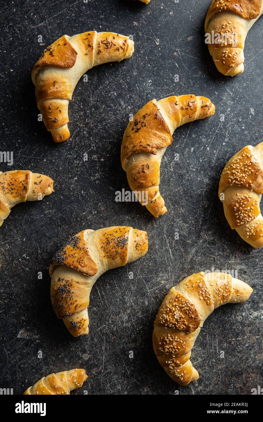 Salted croissant bun roll. Homemade pastry Stock Photo - Alamy