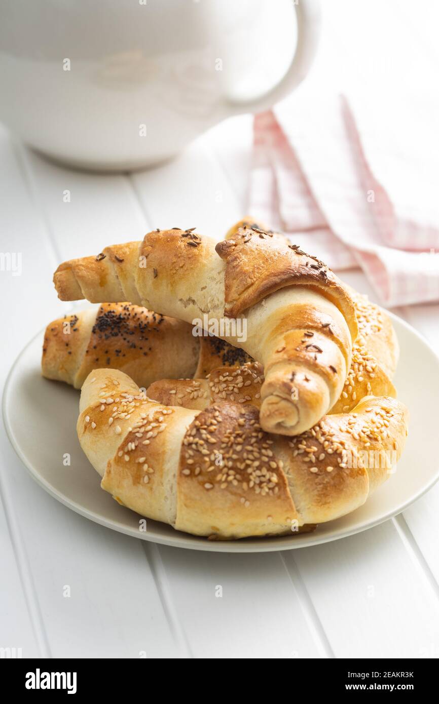 Salted croissant bun. Homemade pastry Stock Photo - Alamy