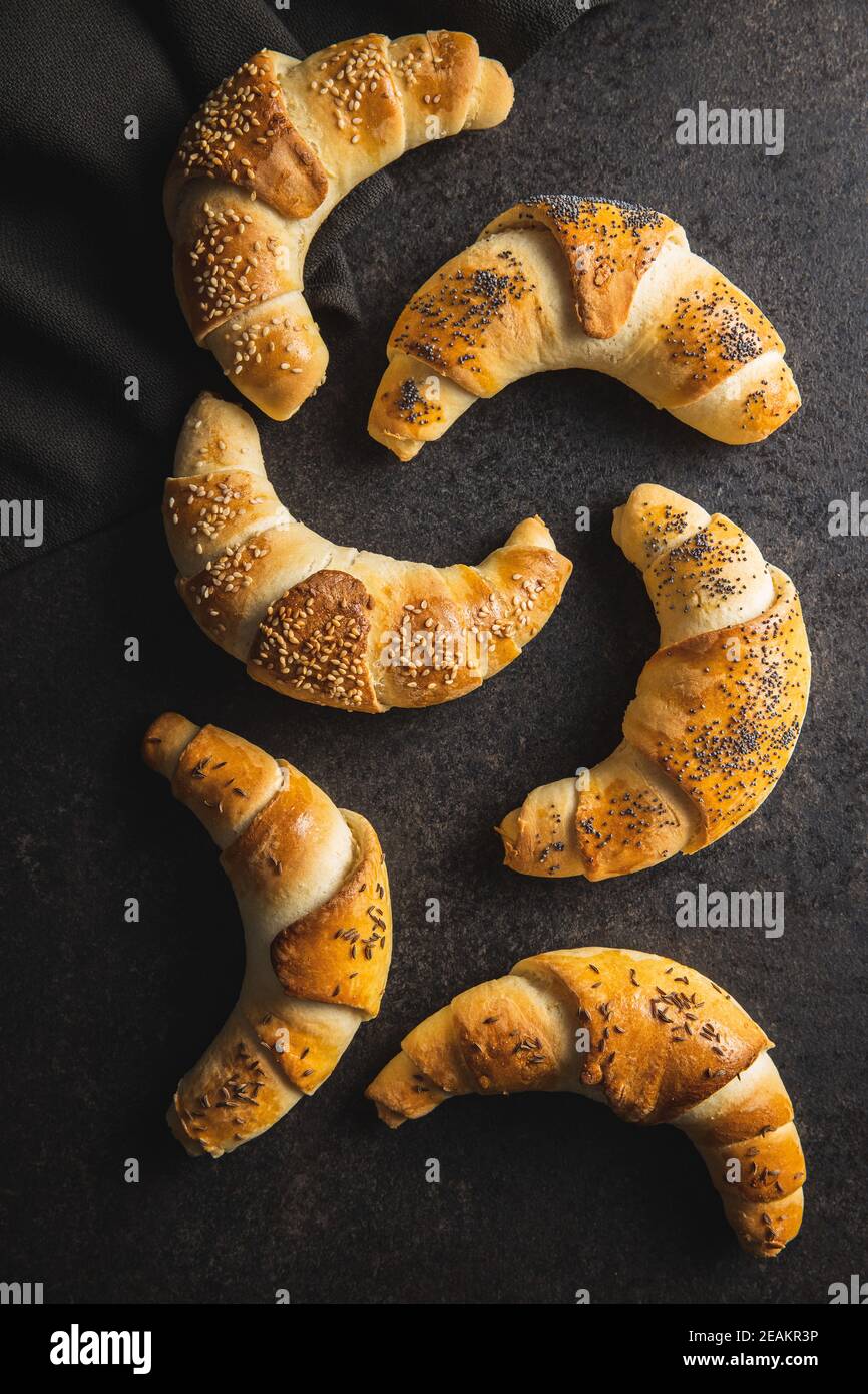 Salted croissant bun roll. Homemade pastry Stock Photo - Alamy