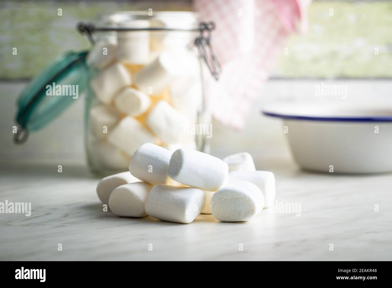 White sweet marshmallows candy Stock Photo - Alamy