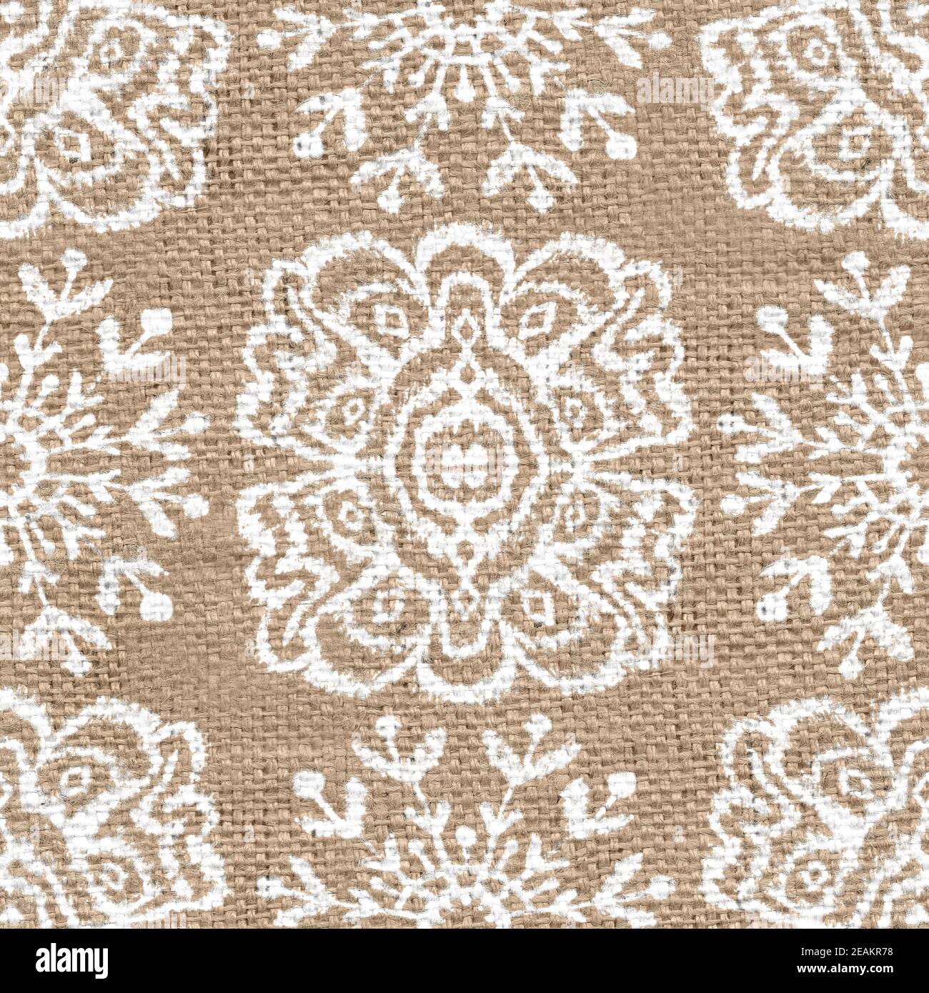 Seamless burlap with white paint pattern overlay Stock Photo - Alamy