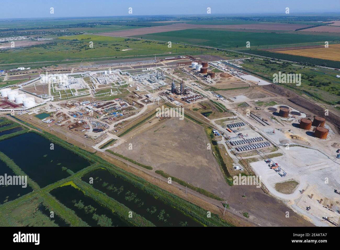 Landscape of the city of Slavyansk in the Kuban. The type of tre Stock ...