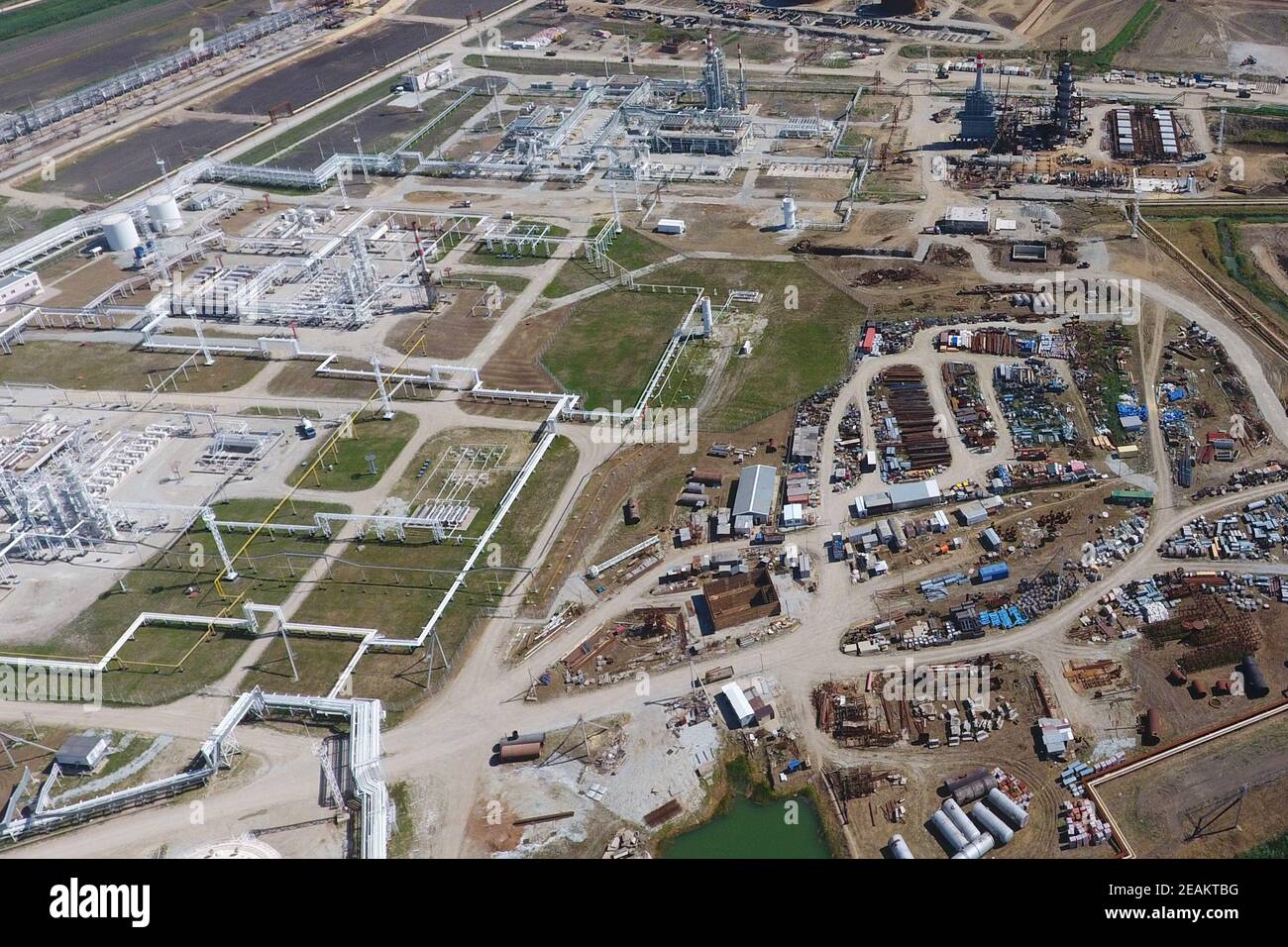 Refinery. Ready-to-use areas with equipment and equipment under ...