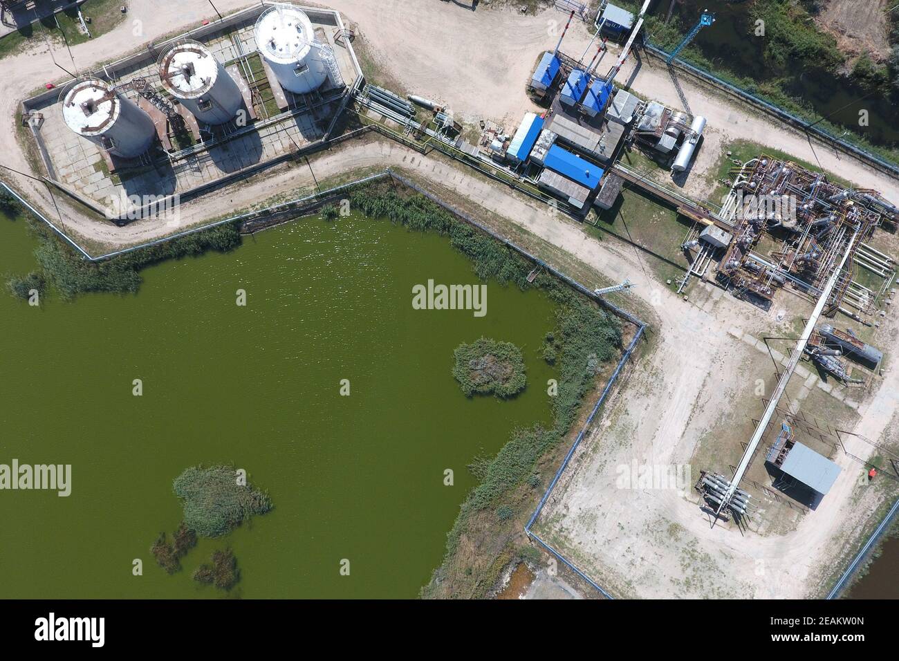 Equipment for the drying gas and condensate collection. Top view Stock Photo - Alamy