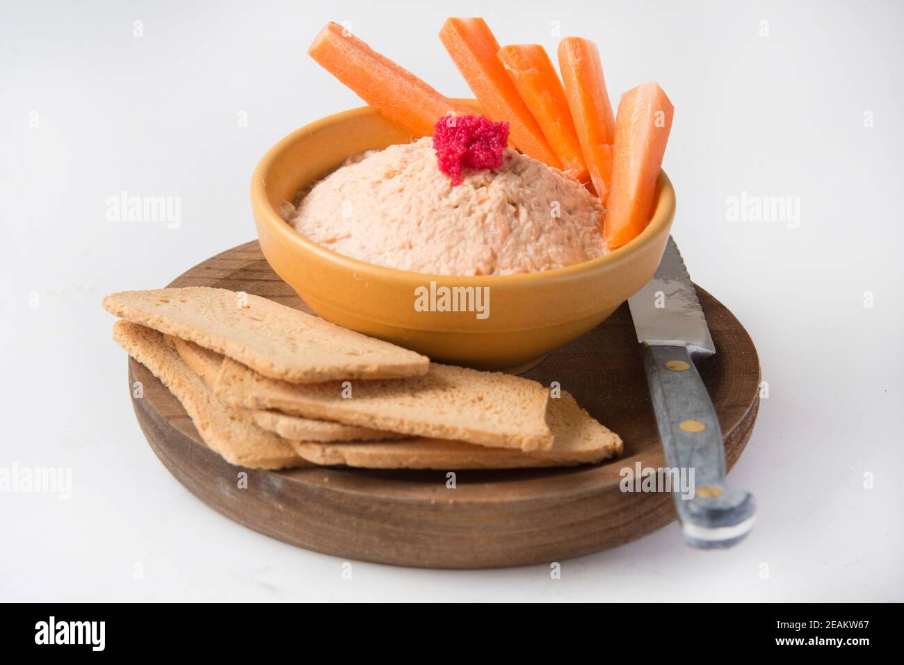 Smoked Salmon pate with toast bread and carrot Stock Photo - Alamy