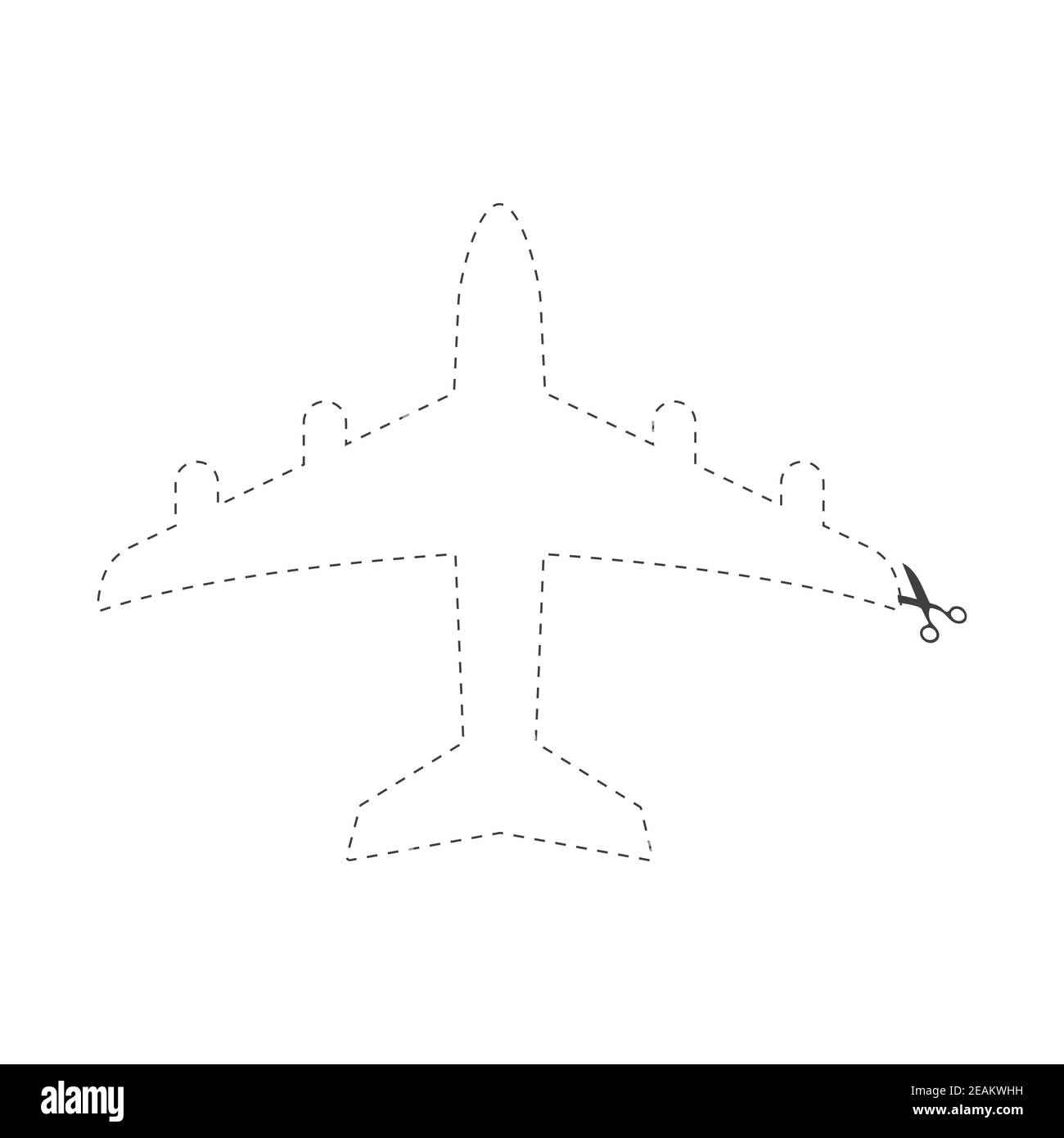 Vector airplane icon on white background. Dotted line for cutting Stock ...