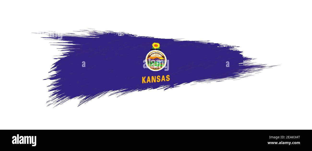 Flag of Kansas US State in grunge brush stroke, vector grunge ...