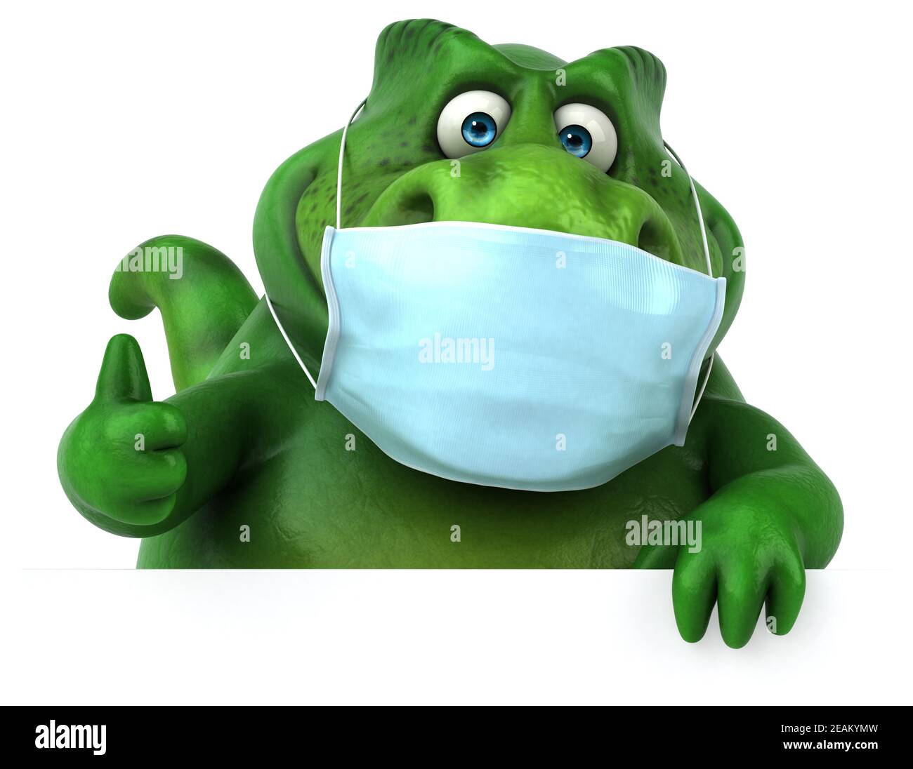 Fun cartoon dinosaur with a mask Stock Photo - Alamy