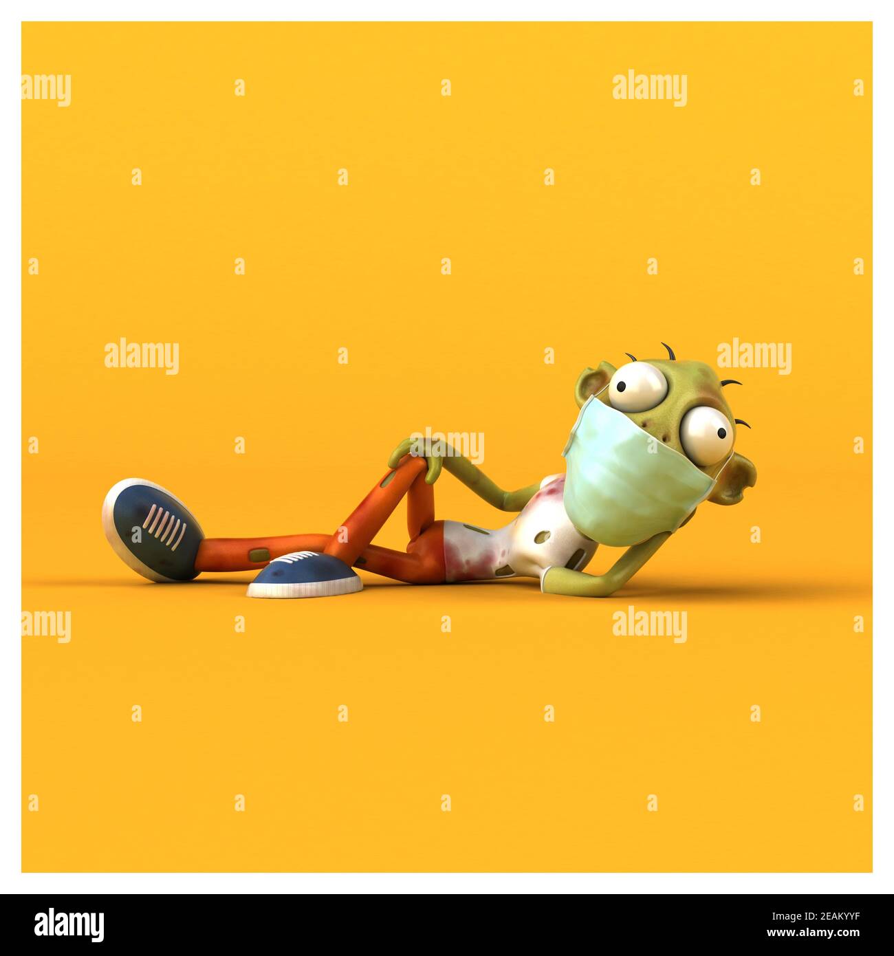 Fun 3D cartoon Zombie with a mask Stock Photo - Alamy