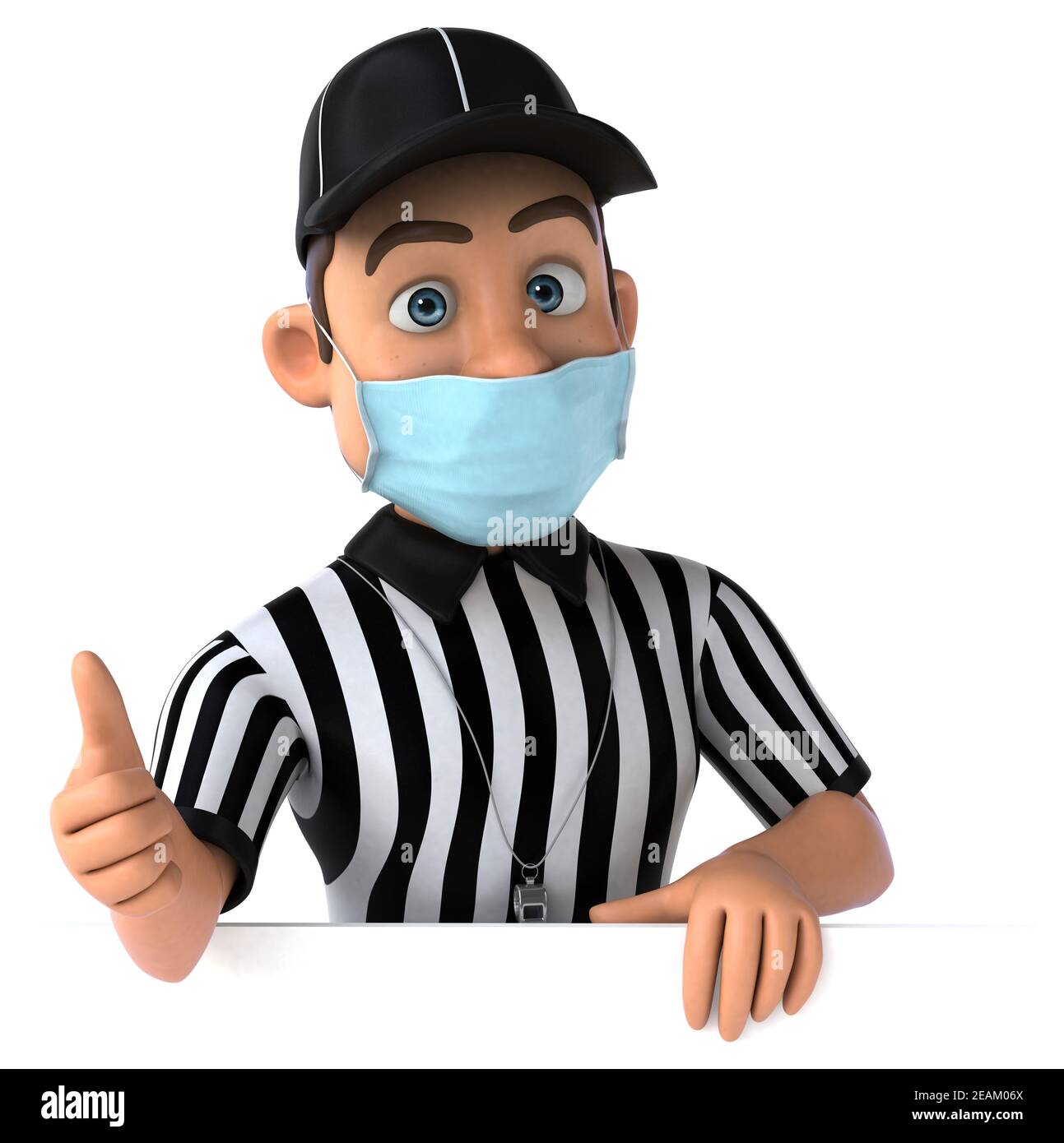 Fun 3D Illustration of an american Referee with a mask Stock Photo - Alamy