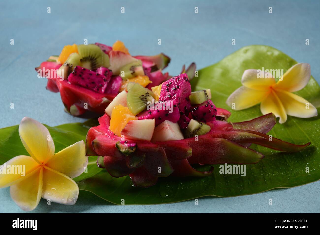 Dragon fruit (Pitaya, Pitahaya).Sliced pieces pitahaya fruit and fruit ...