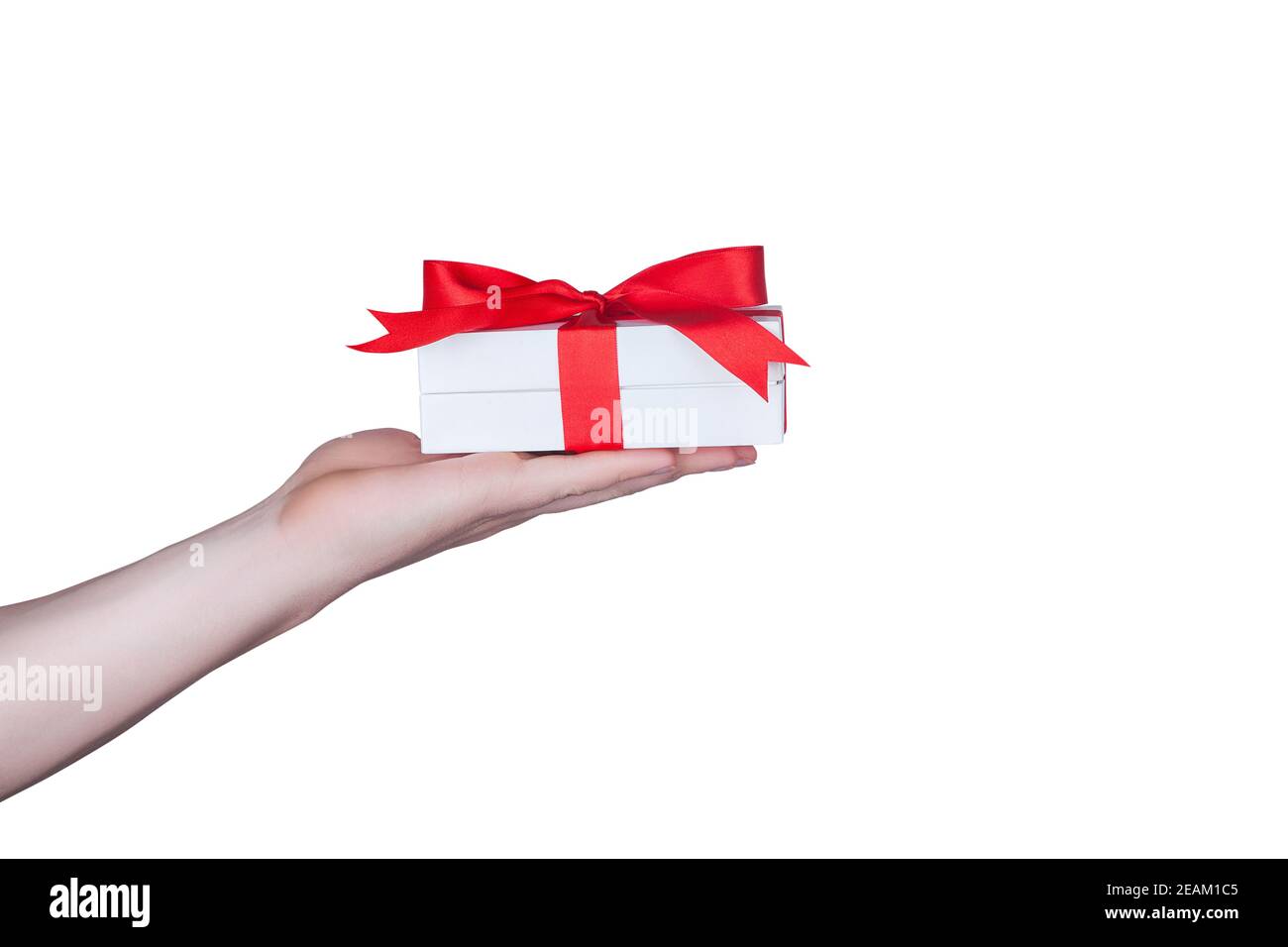 Happy girl giving gift Cut Out Stock Images & Pictures - Alamy