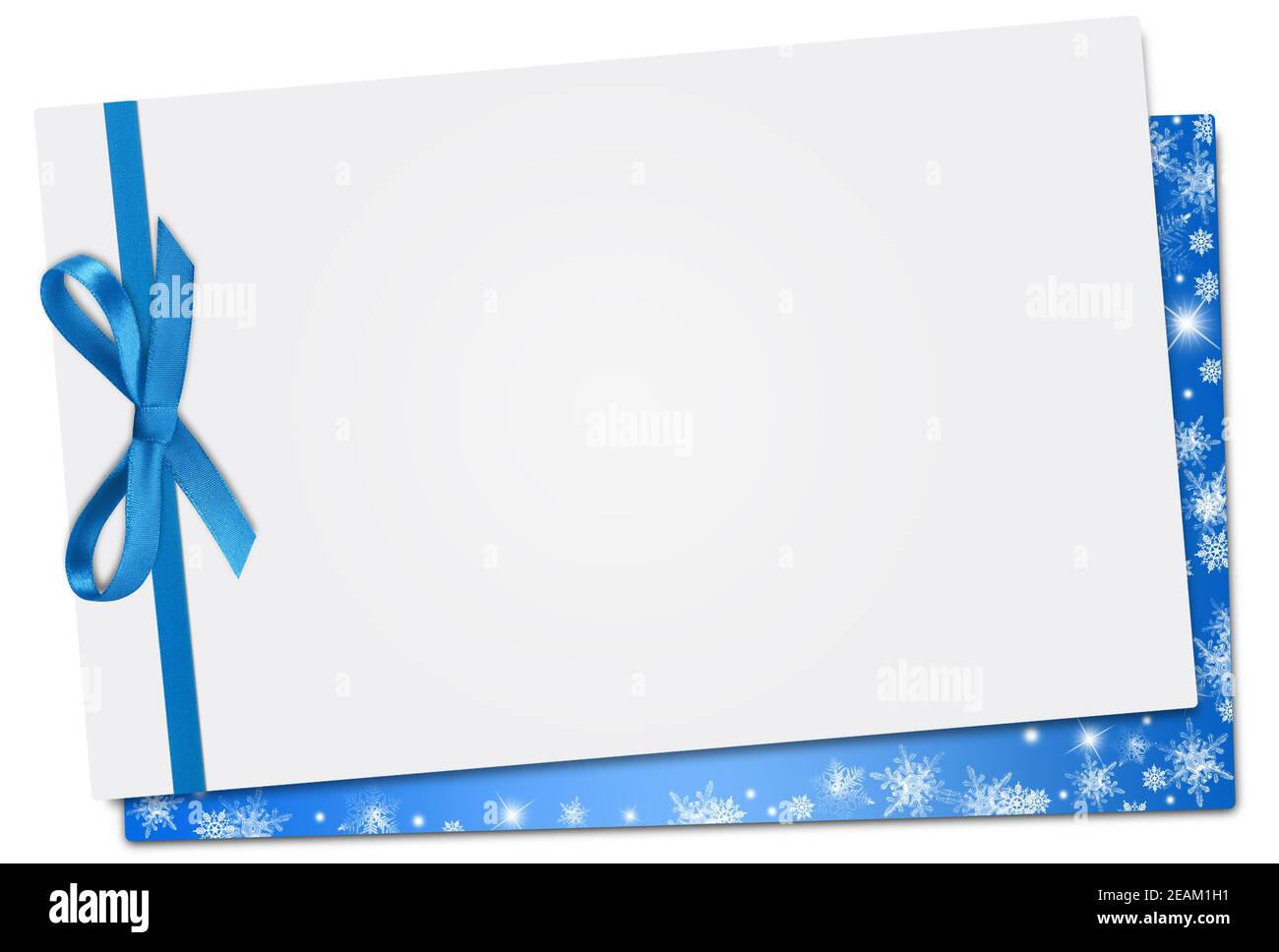 Gift card note with ribbon on isolated background Stock Photo - Alamy