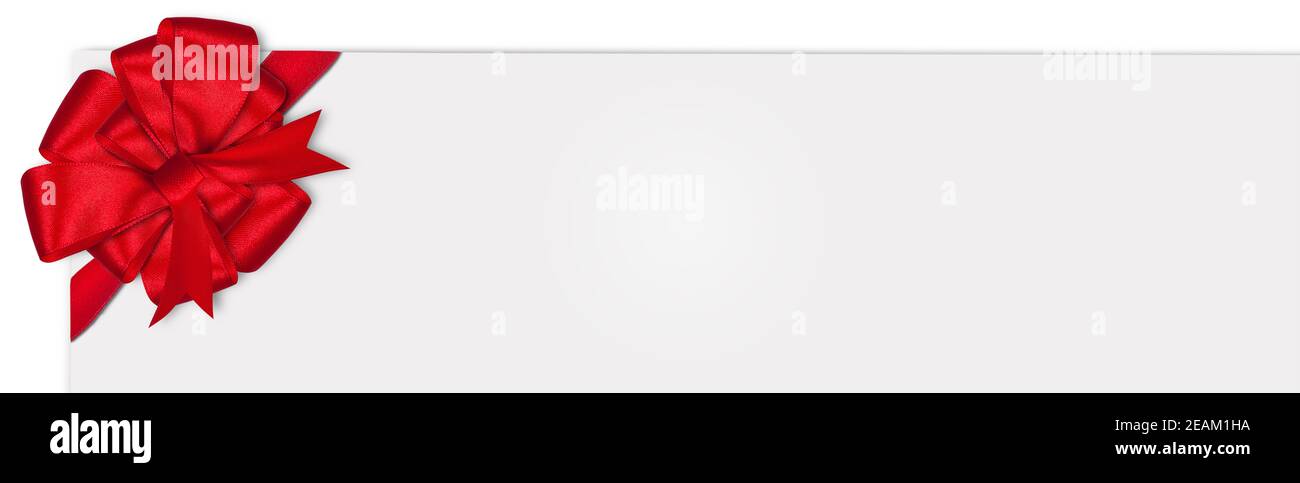 Gift card note with ribbon on isolated background Stock Photo - Alamy