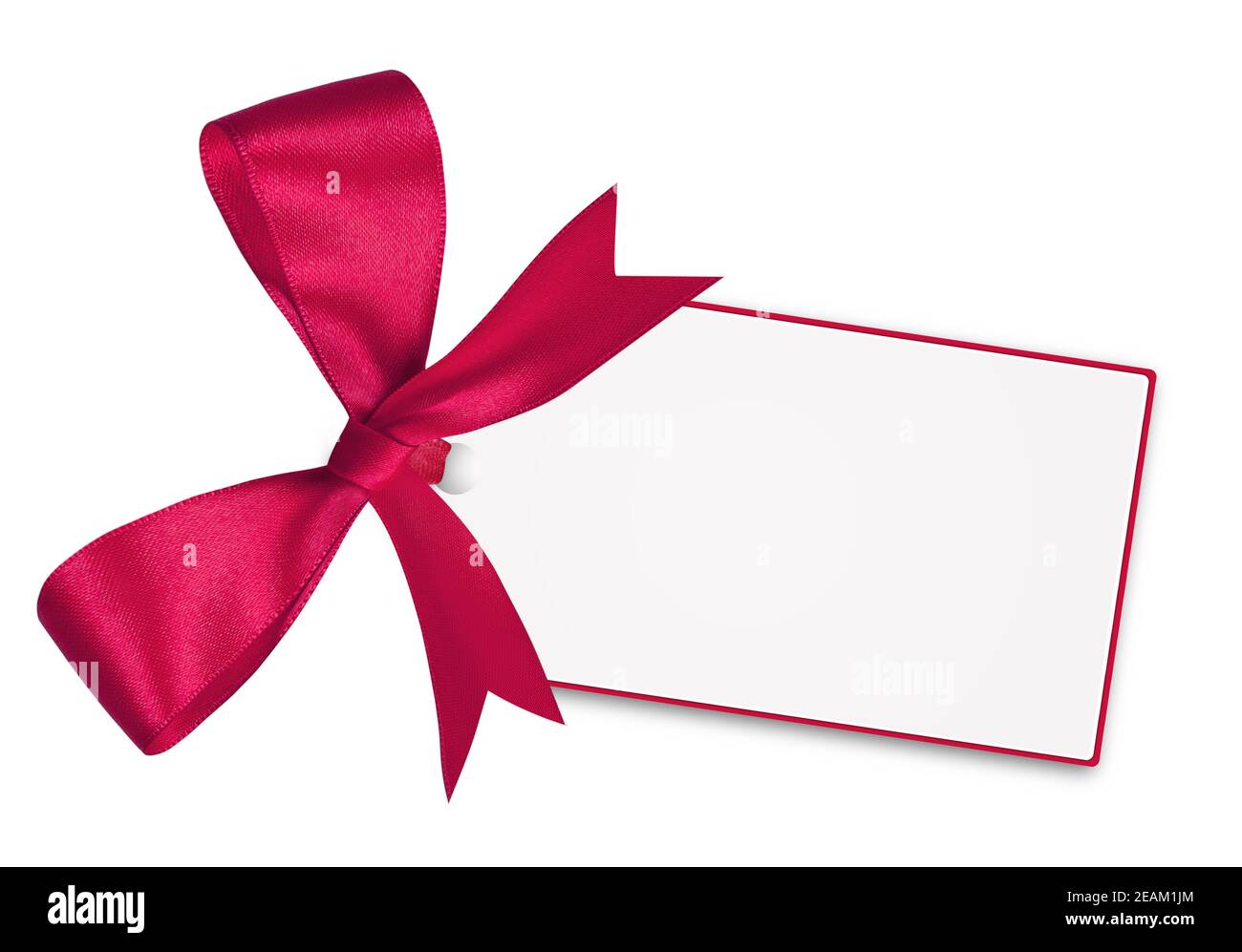 Gift card note with ribbon on isolated background Stock Photo - Alamy