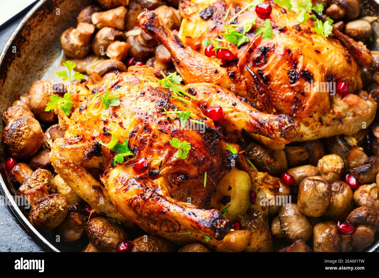 Baked poult with mushroom Stock Photo - Alamy