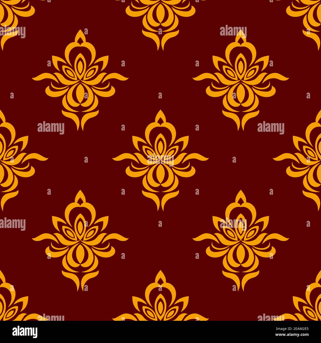 Maroon and orange seamless floral pattern for fabric or wallpaper ...