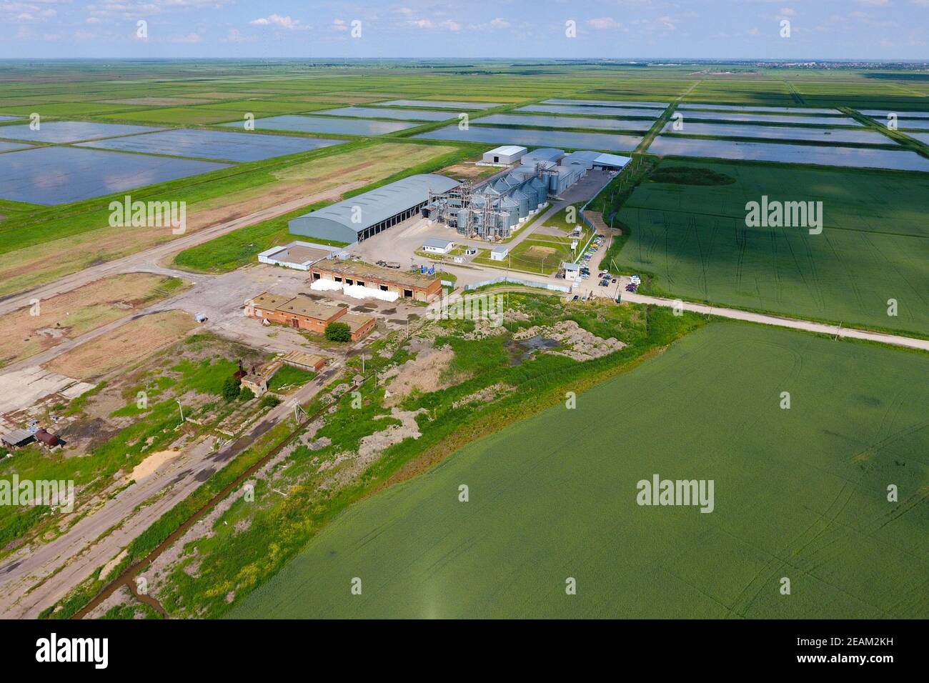Plant for the drying and storage of grain. Top view. Grain terminal ...