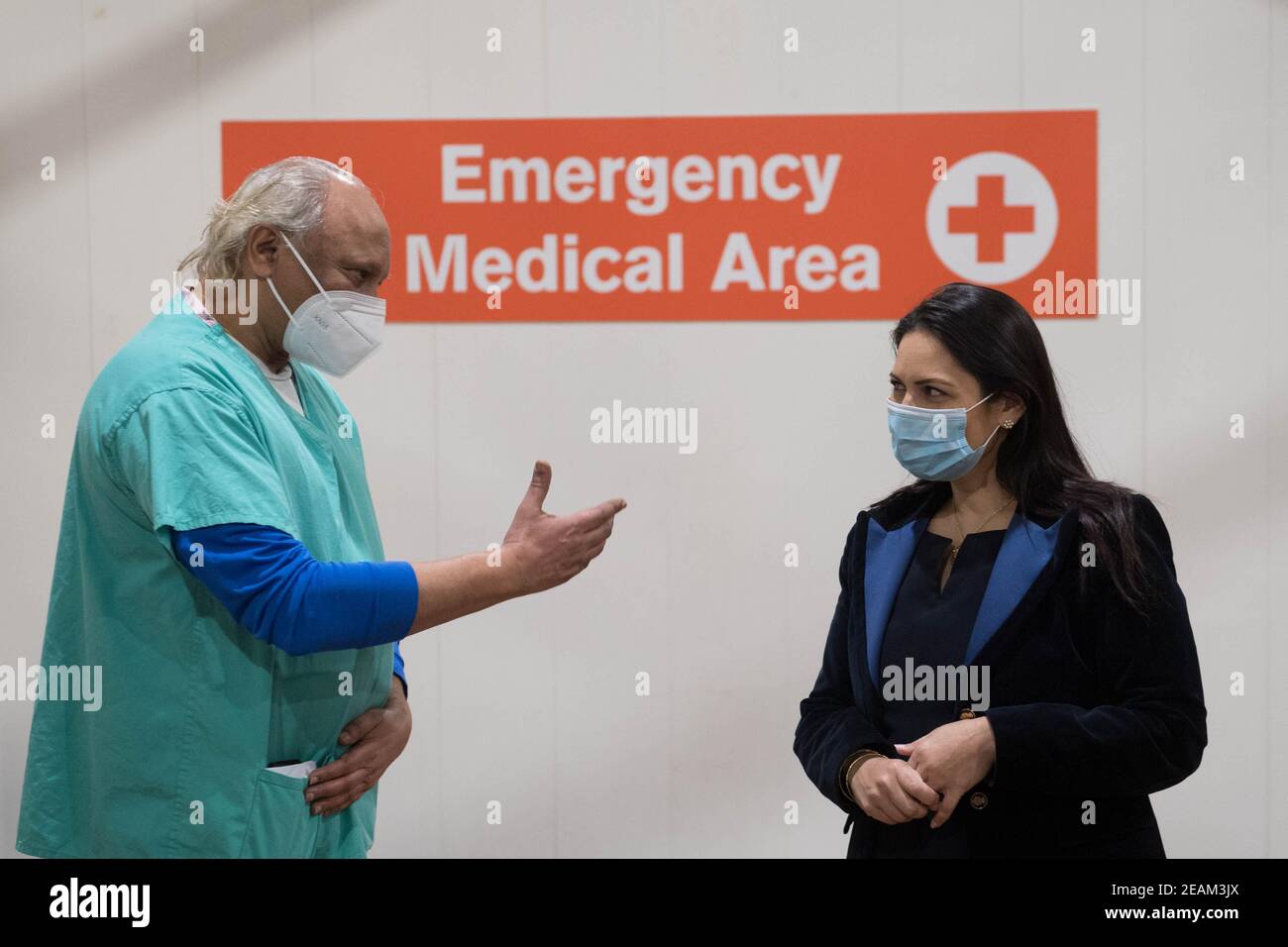Home Secretary Priti Patel meets NHS staff and volunteers including ...
