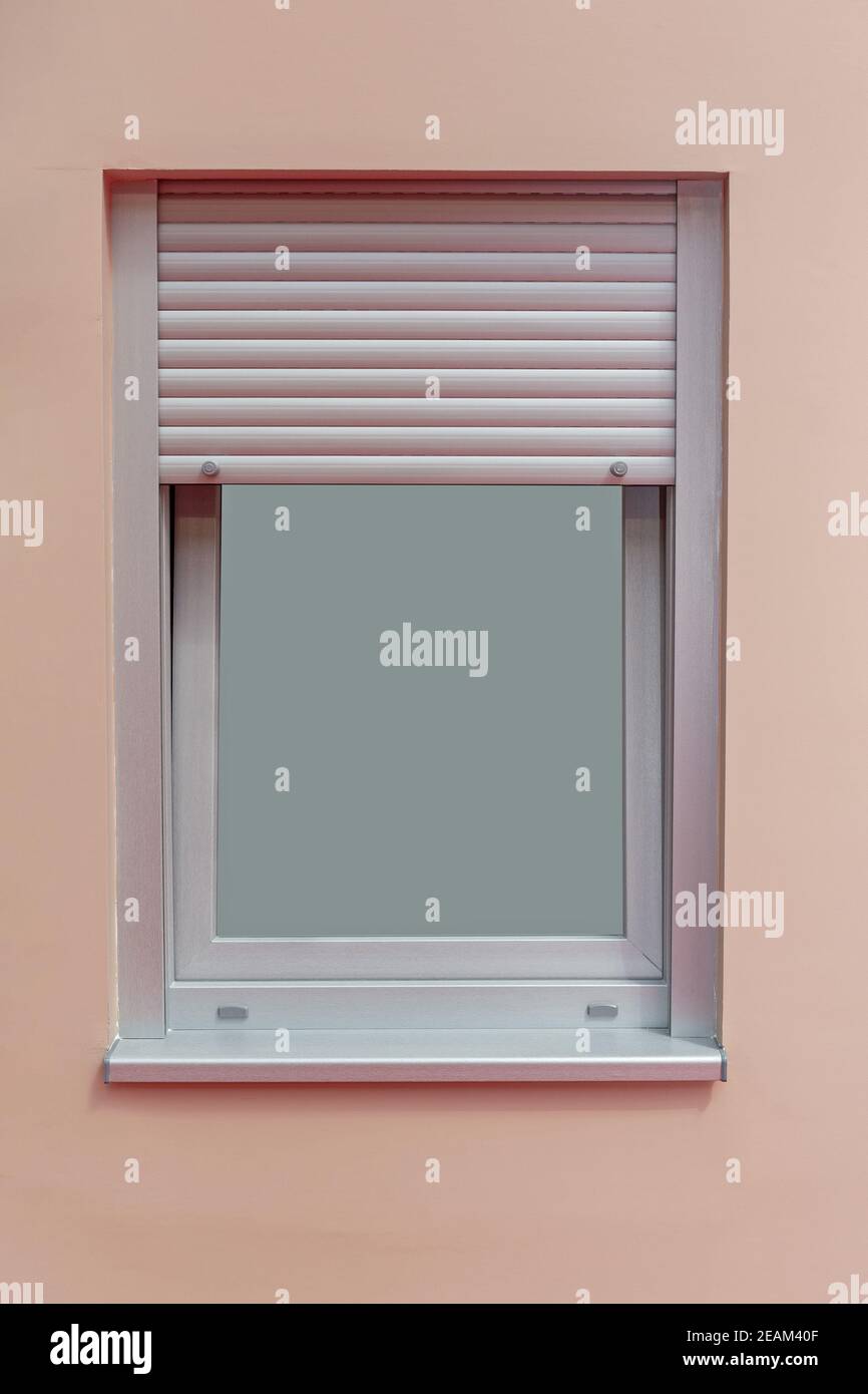 Modern Silver Aluminium Metal Roll Window Blinds Stock Photo - Alamy