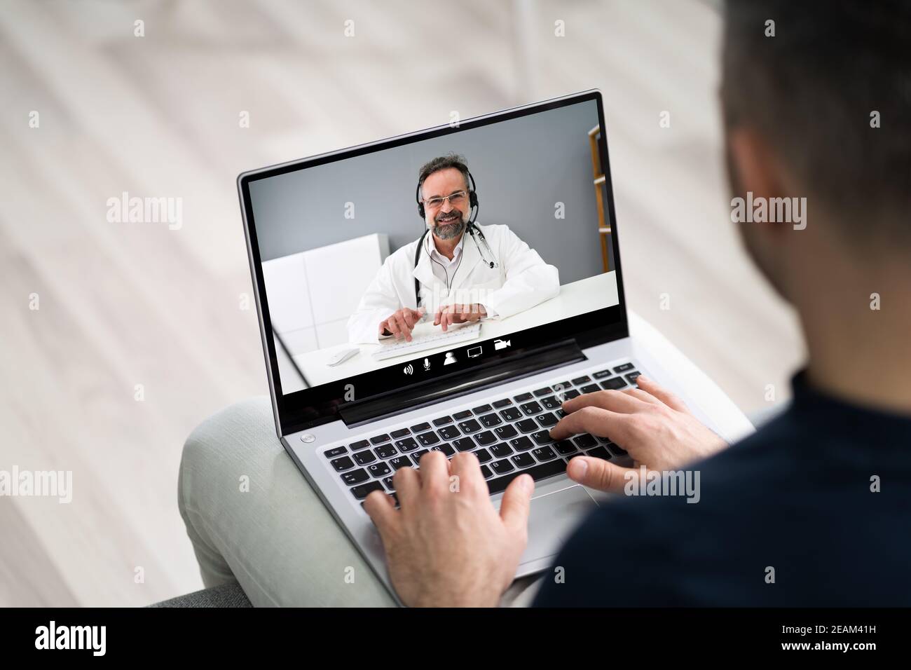Male caucasian doctor video conference hi-res stock photography and ...