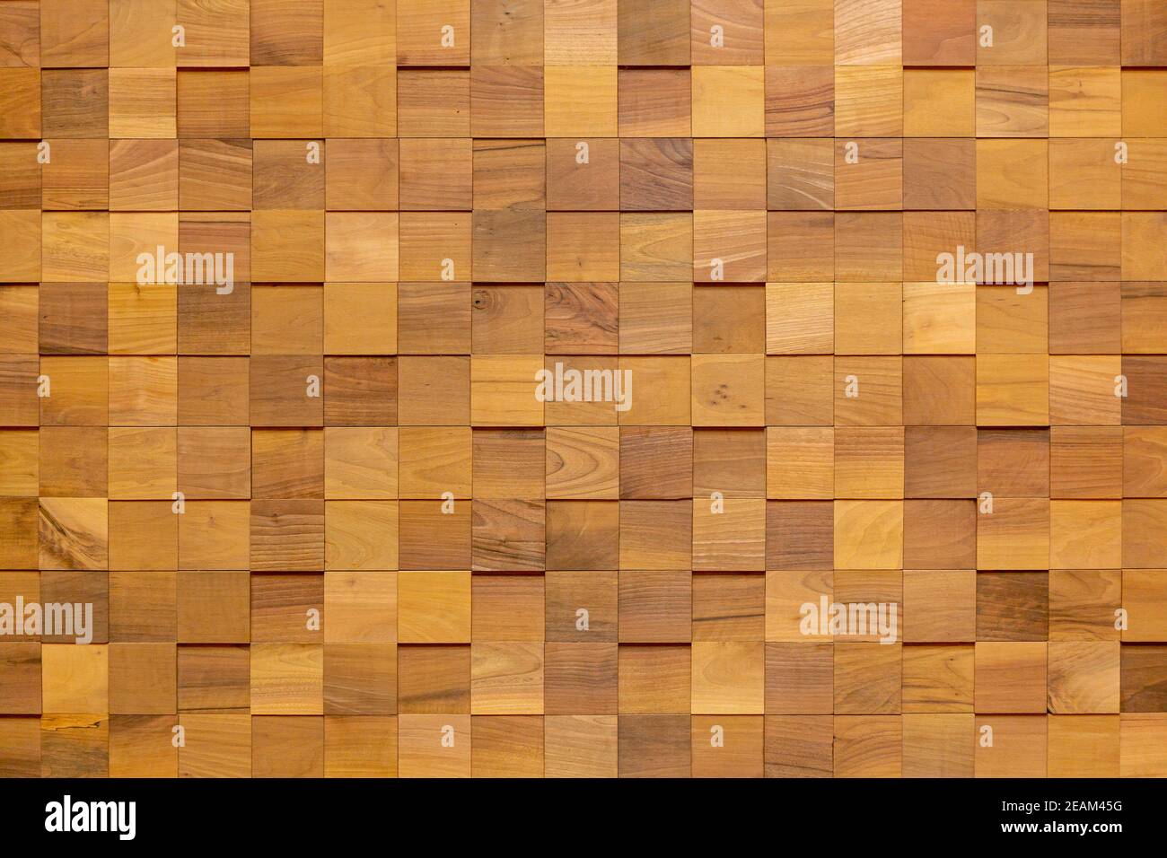 Square Shape Wooden TIles Geometric Wall Background Stock Photo - Alamy