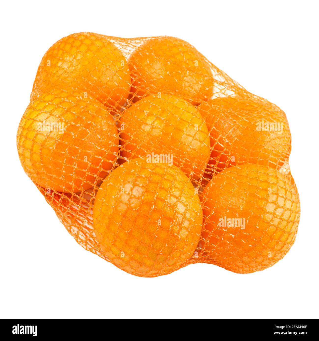 Seven oranges and net isolated on white background Stock Photo - Alamy