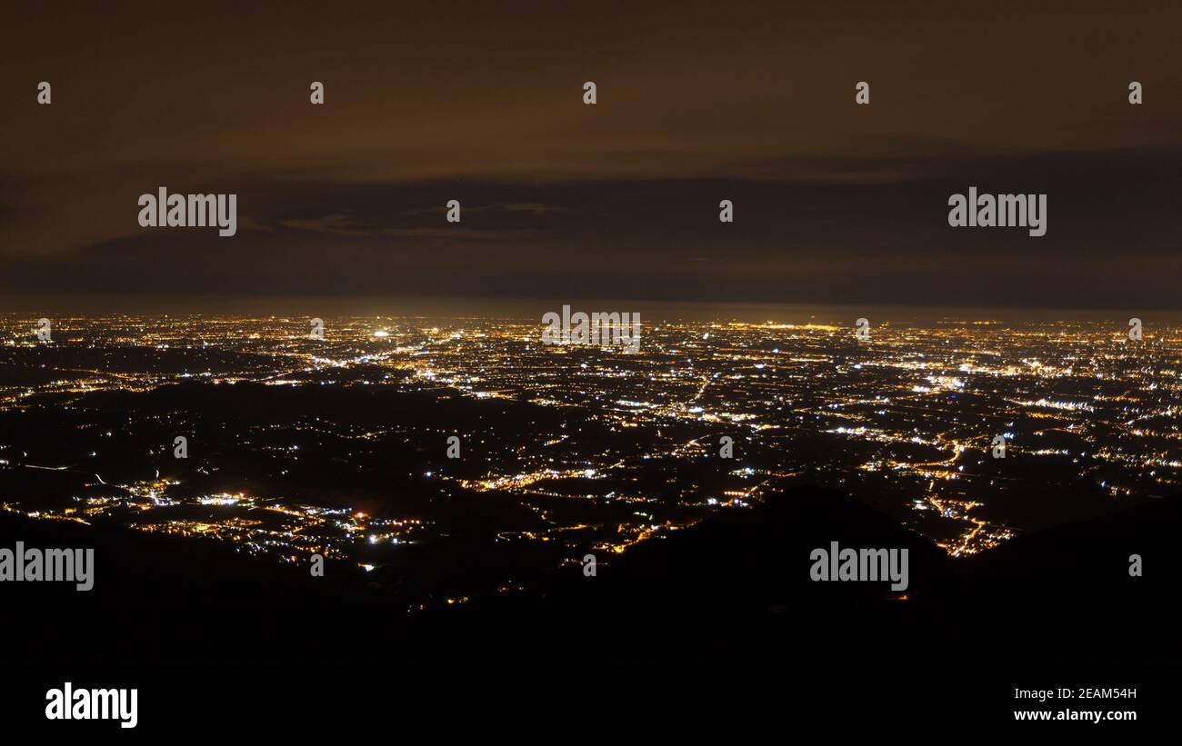 Aerial view of a plain illuminated by electric light Stock Photo - Alamy