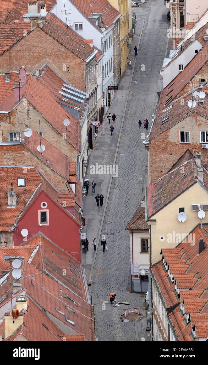 Aerial view of the rooftops of Radiceva Street in Zagreb, Croatia Stock ...