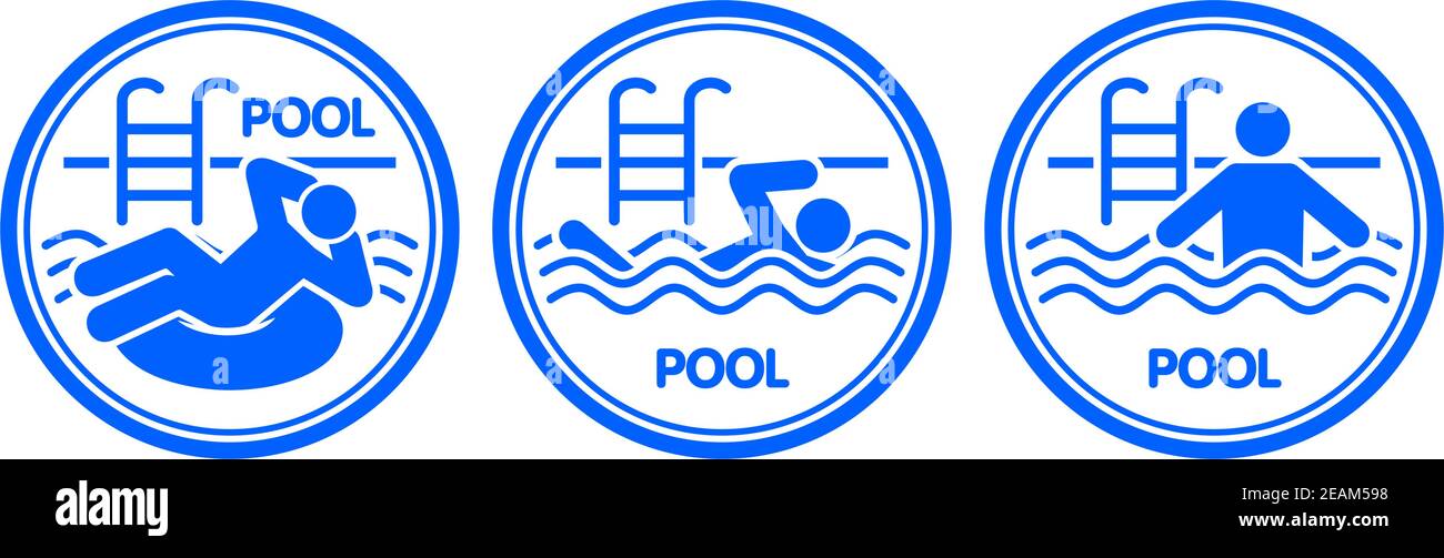 Round pool rest icons set. Relaxation in water. Vector on transparent ...