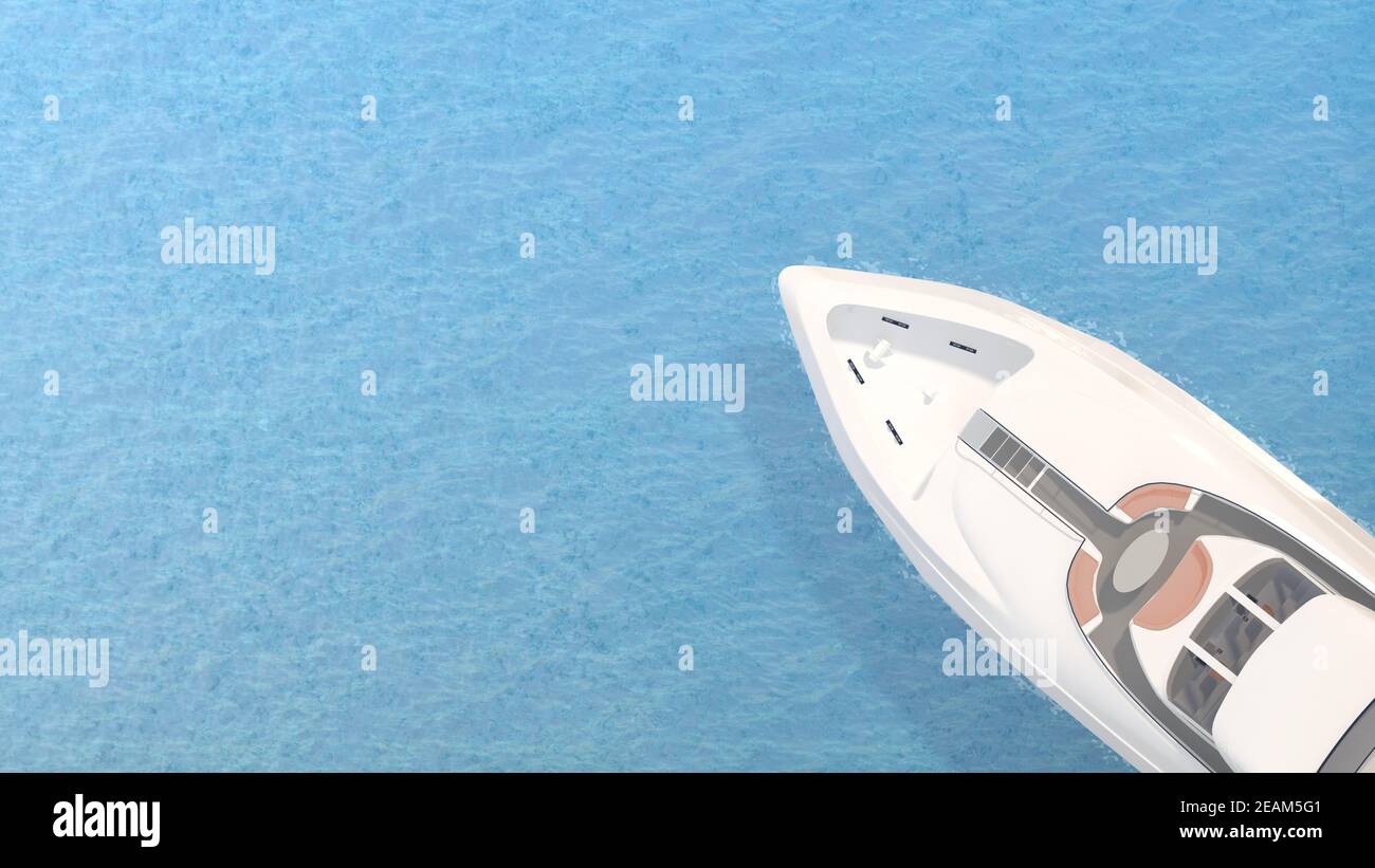 front of the yacht top view. 3d rendering Stock Photo - Alamy