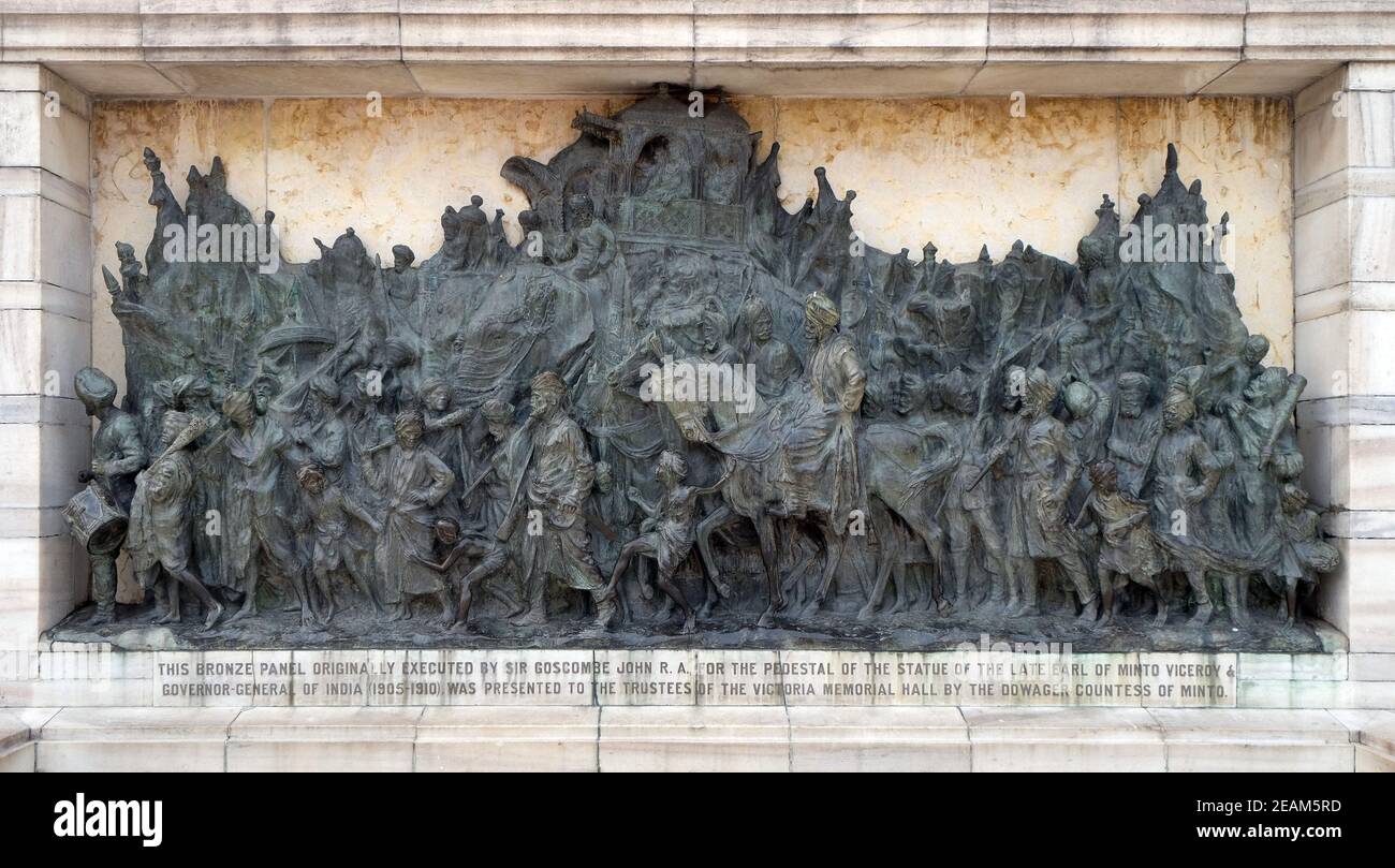 Bronze memorial panel at the Victoria Memorial building in Kolkata ...