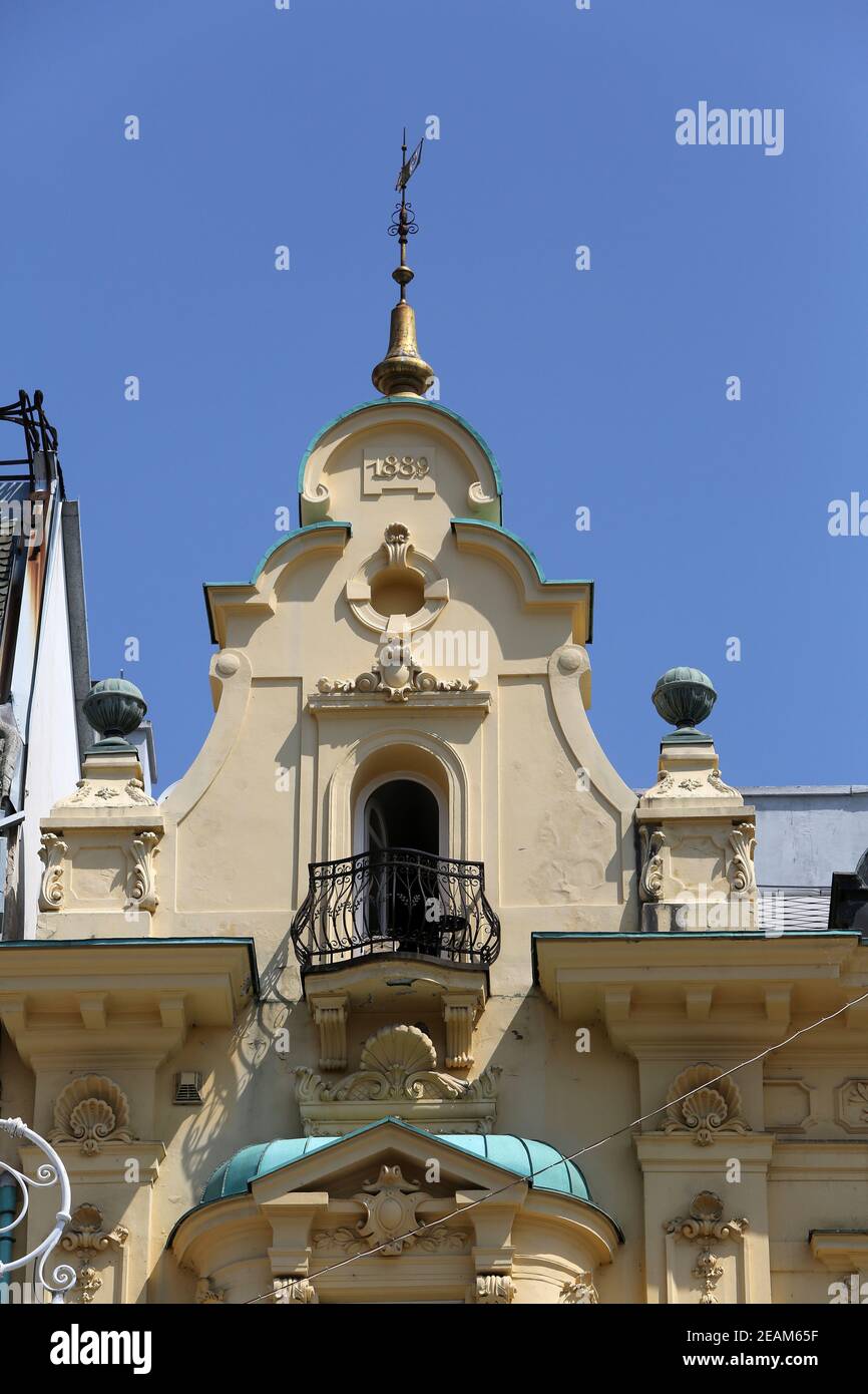 Facade of the old city building on Ban Jelacic Square in Zagreb ...