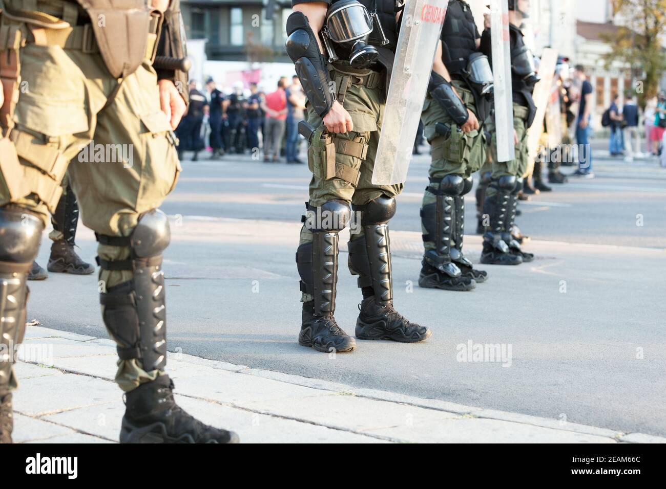 Armed riot police on duty during street protest Stock Photo - Alamy