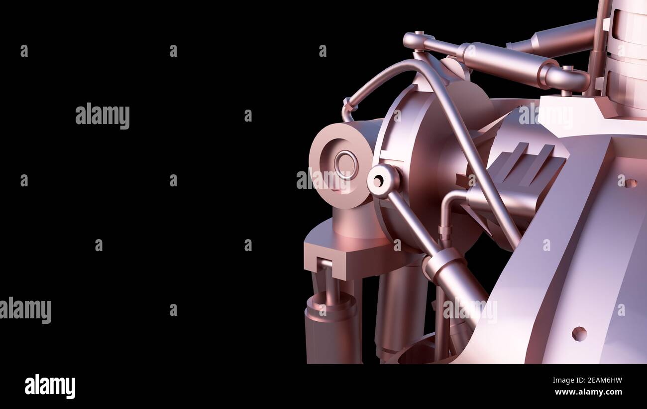 copper mechanism closeup with copy space. 3d rendering Stock Photo - Alamy