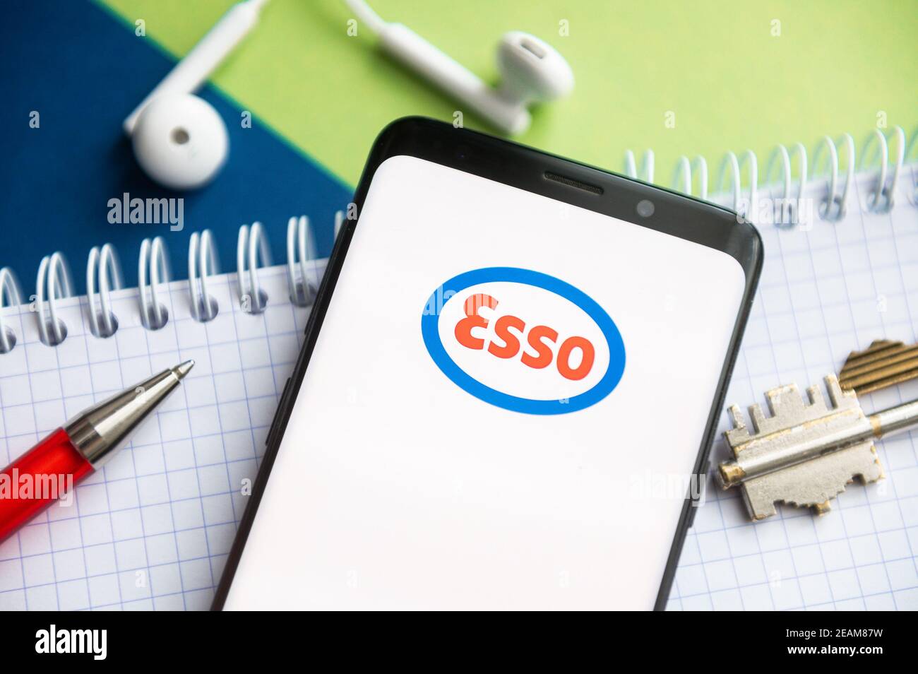 In this photo illustration, a Esso logo seen displayed on a smartphone ...