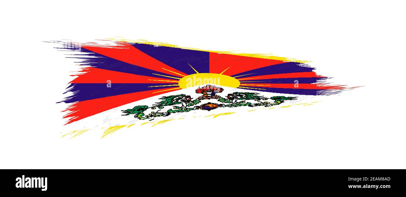 Flag of Tibet in grunge brush stroke, vector grunge illustration Stock ...