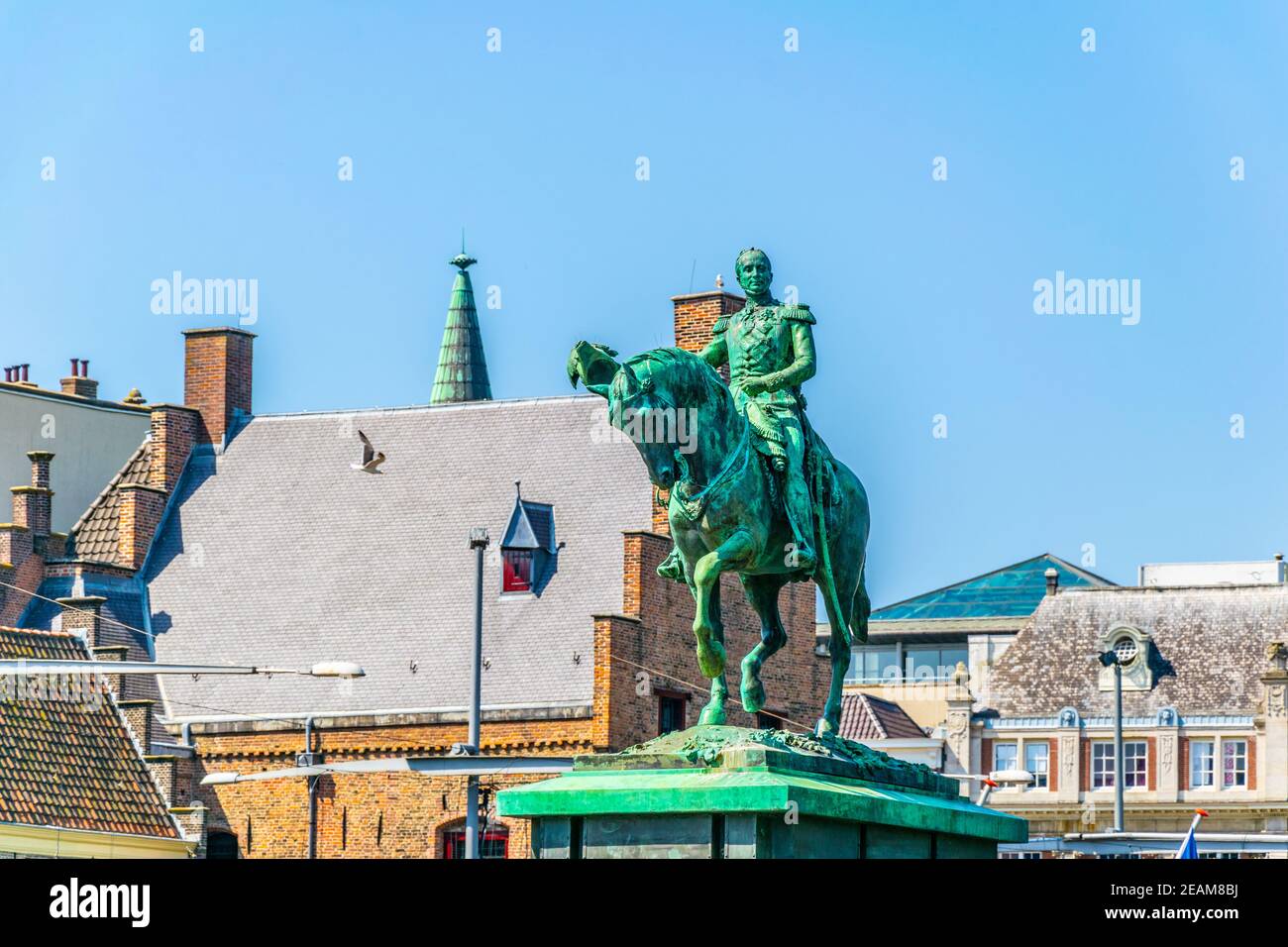 Equestrian statue of king Willem II in front of the Binnenhof in the ...