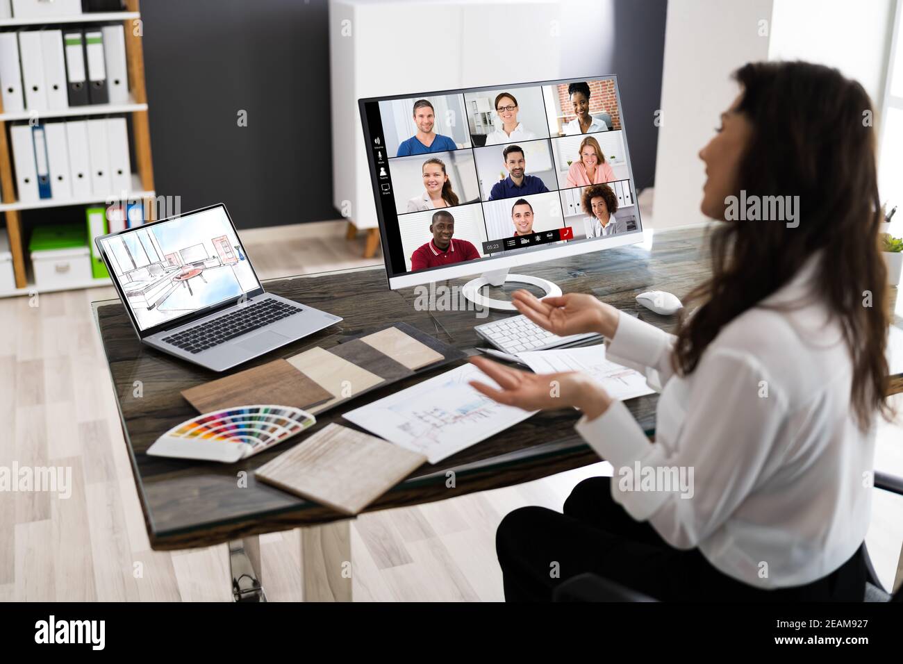 Interior Designer Online Video Conference Call Stock Photo - Alamy