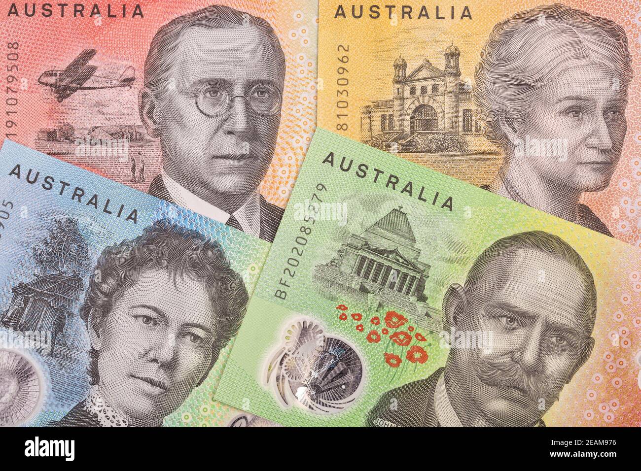 Australian money a background with new series of banknotes Stock Photo ...