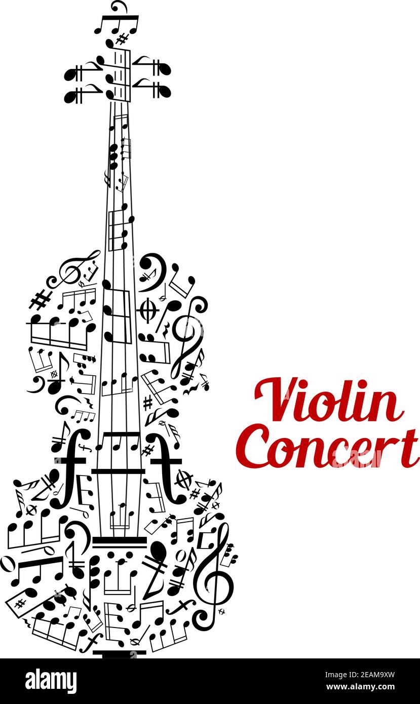 Creative vector Violin Concert poster design with the shape of a violin ...