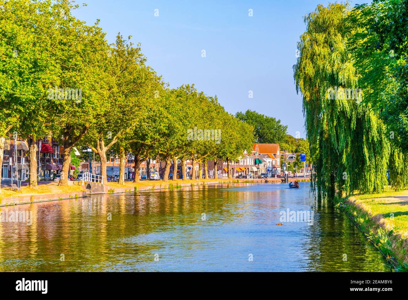 Main channel surrounding dutch city of Delft, Netherlands Stock Photo ...