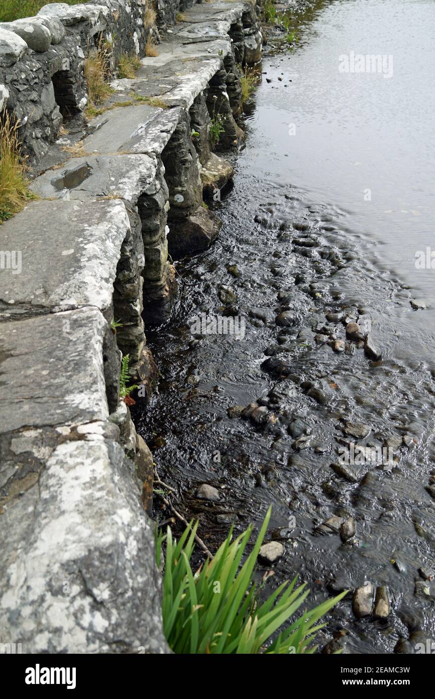 Clapper Bridge over Carrownisky River Ireland County Mayo Killeen ...