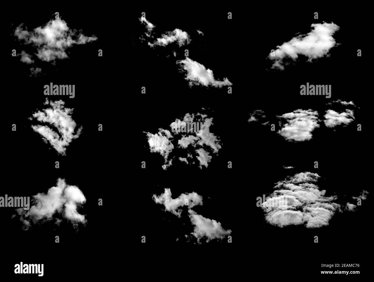 white natural clouds isolated on a black background. object for design ...