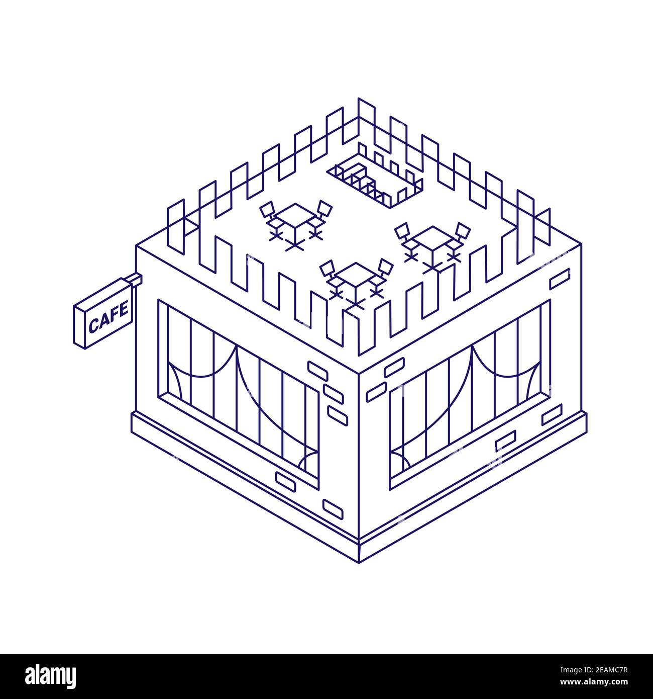 Ouline isometric cafe icon vector illustration Stock Vector Image & Art ...