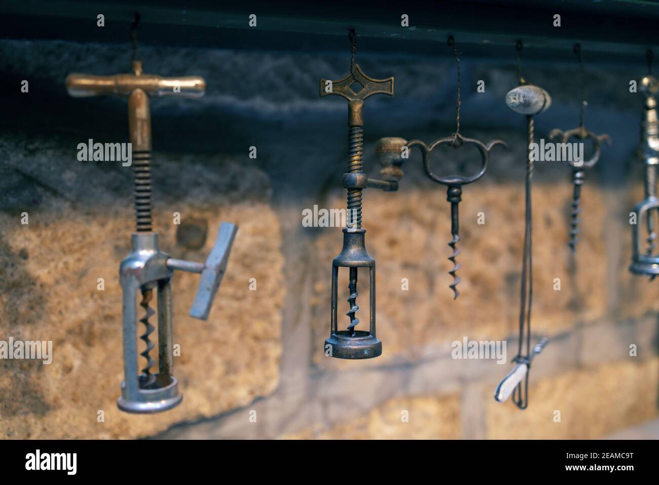 Collection of old corkscrew in Eger, Hungary Stock Photo - Alamy